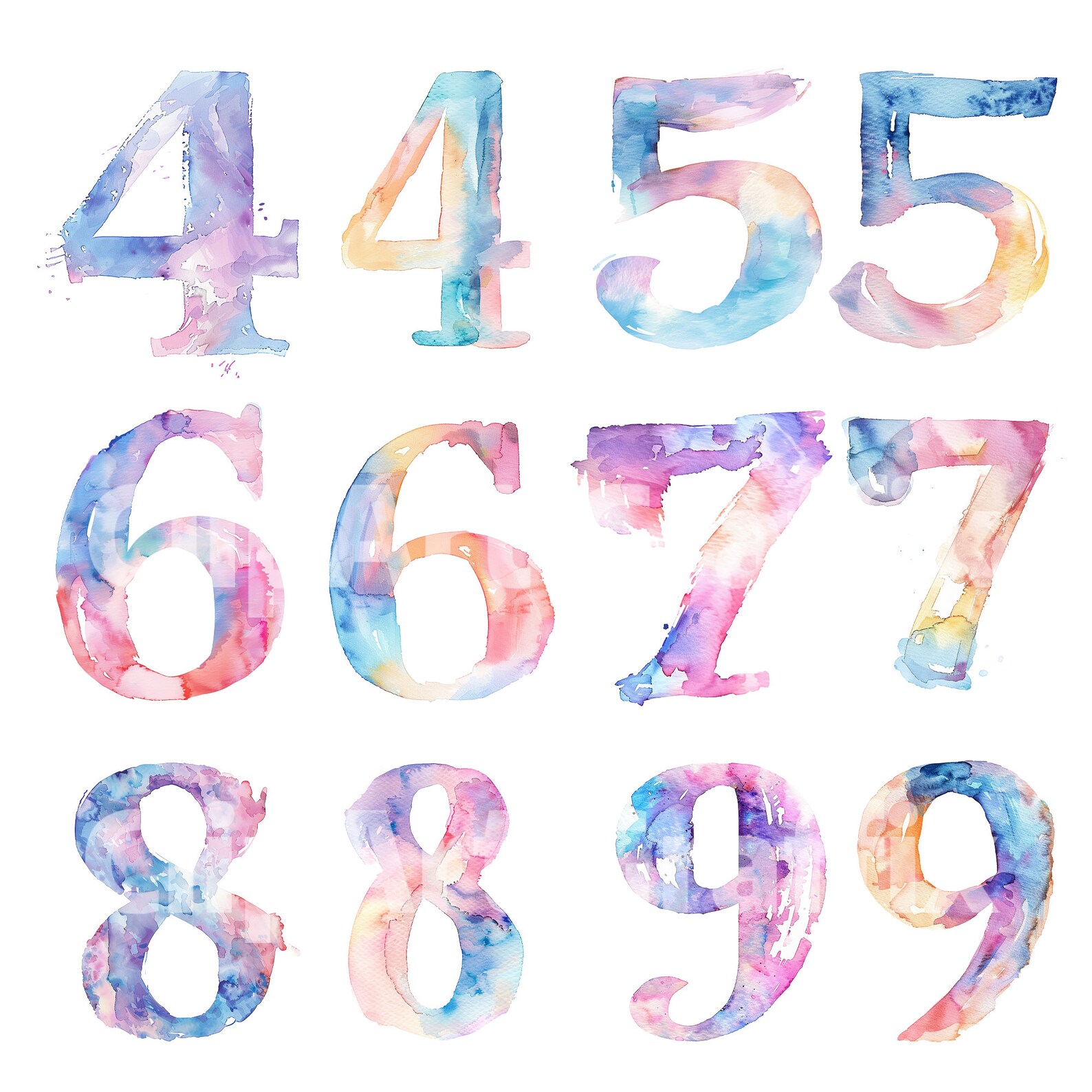 Colorful Watercolor Alphabet Clipart Watercolor Font Colorful Clip Art ...