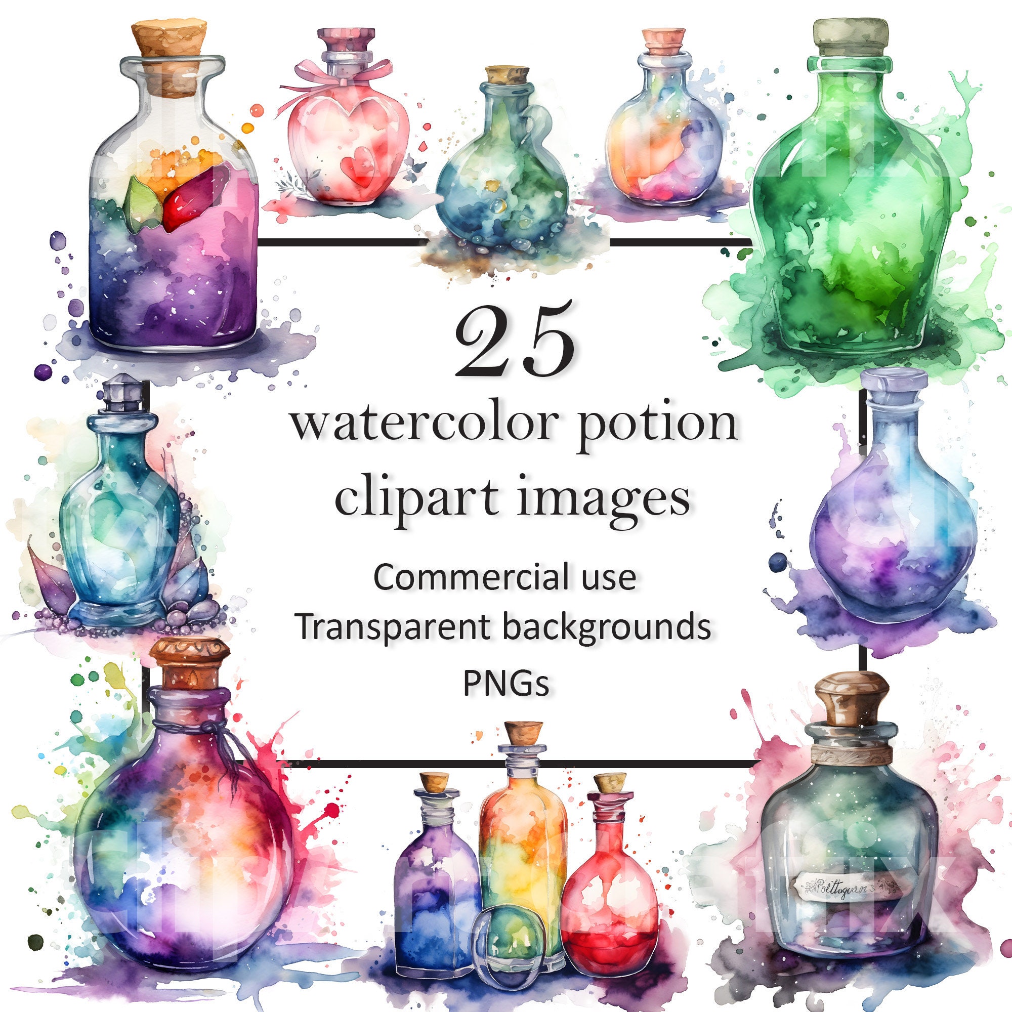 Magic Potion Clipart Bundle Fantasy Magical Wizard Clip Art Potion ...