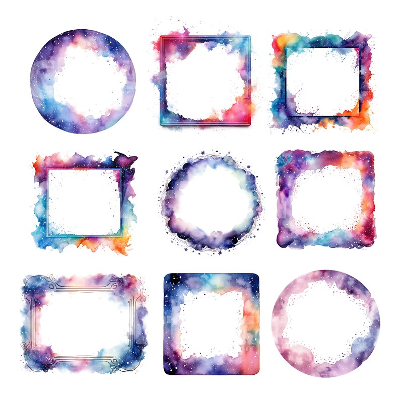 Watercolor Galaxy Frame Clipart Space Frames Clipart Photo Frames ...