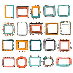 120 Doodle Clipart Frames Digital Frame Clip Art Commercial Use Doodle ...