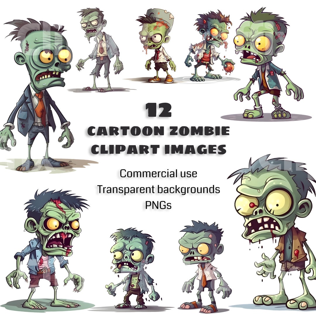 Halloween Cartoon Zombie Clipart Bundle Halloween Clipart Zombie PNG ...
