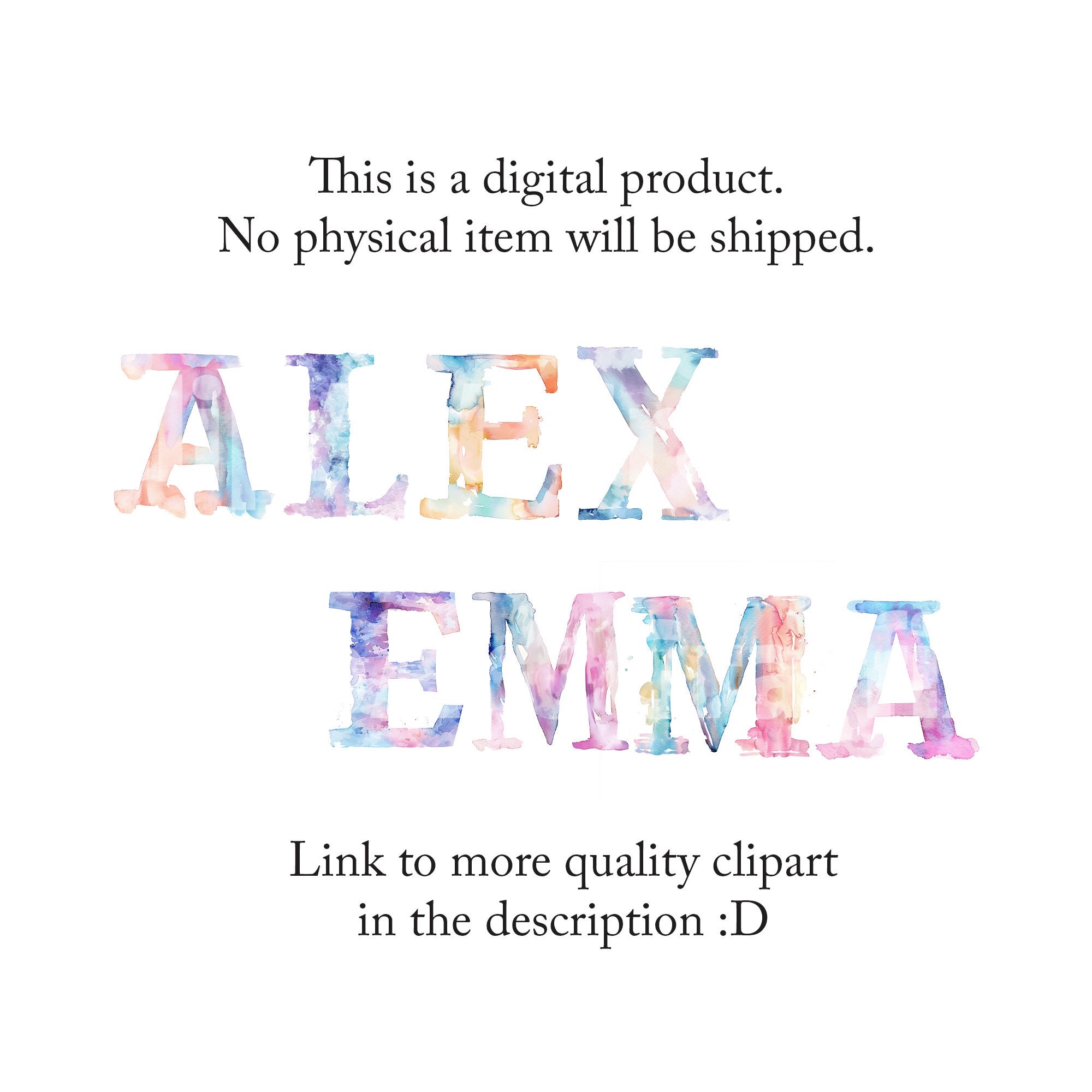 Colorful Watercolor Alphabet Clipart Watercolor Font Colorful Clip Art ...