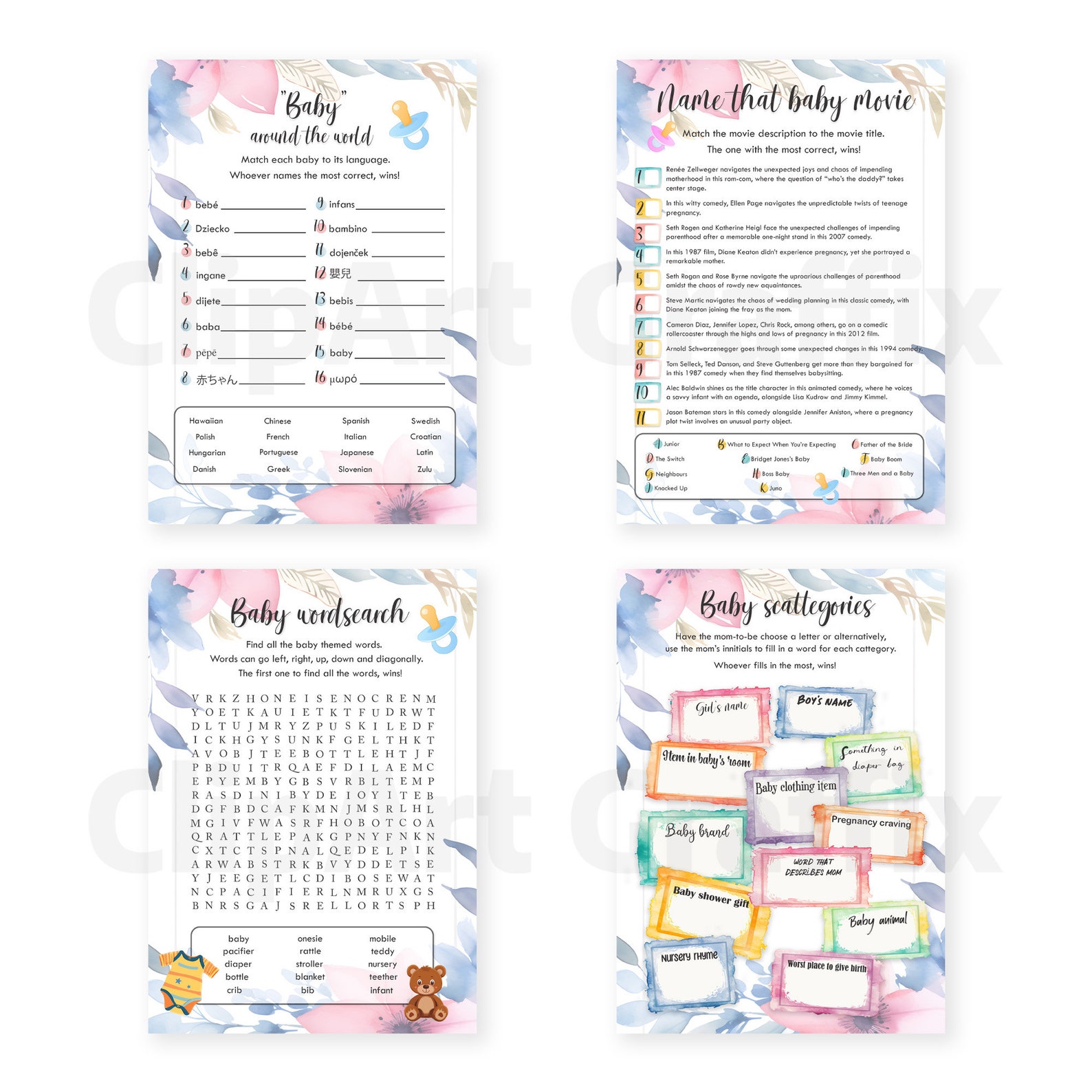 Printable Baby Shower Games | Fun Activity Sheets for Guests ...