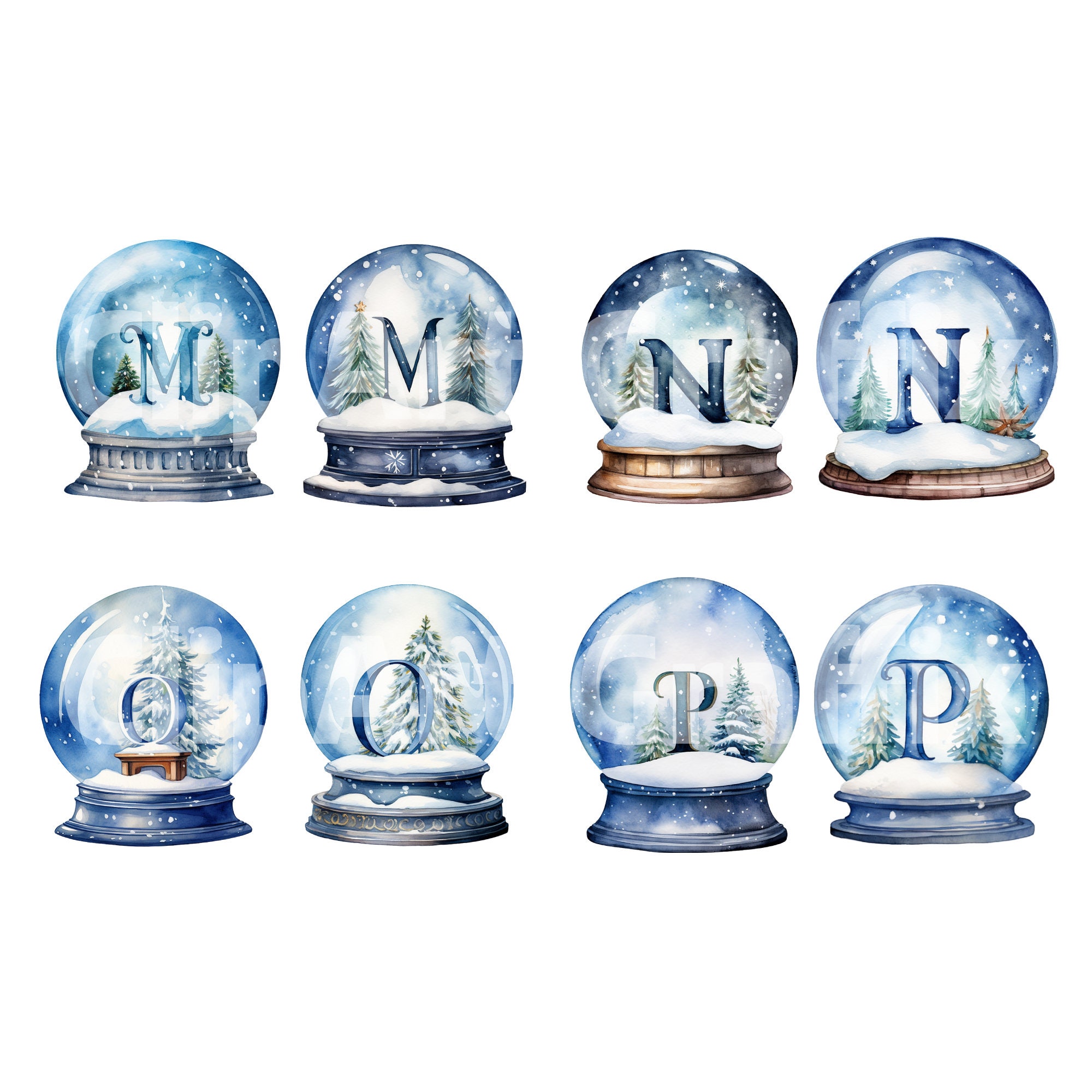 Christmas Snow Globe Letters Christmas Clipart Christmas Font Snow ...
