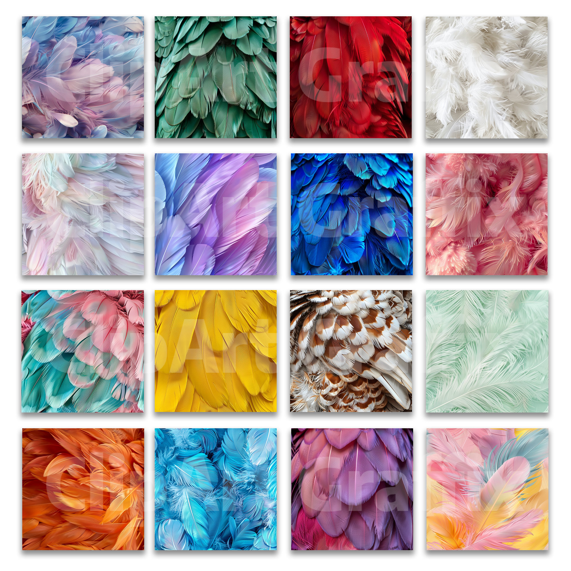 Seamless Bird Feather Patterns PNG | Digital Feather Backgrounds for ...