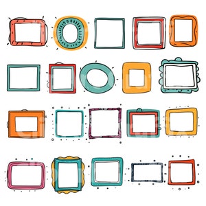 120 Doodle Clipart Frames Digital Frame Clip Art Commercial Use Doodle ...