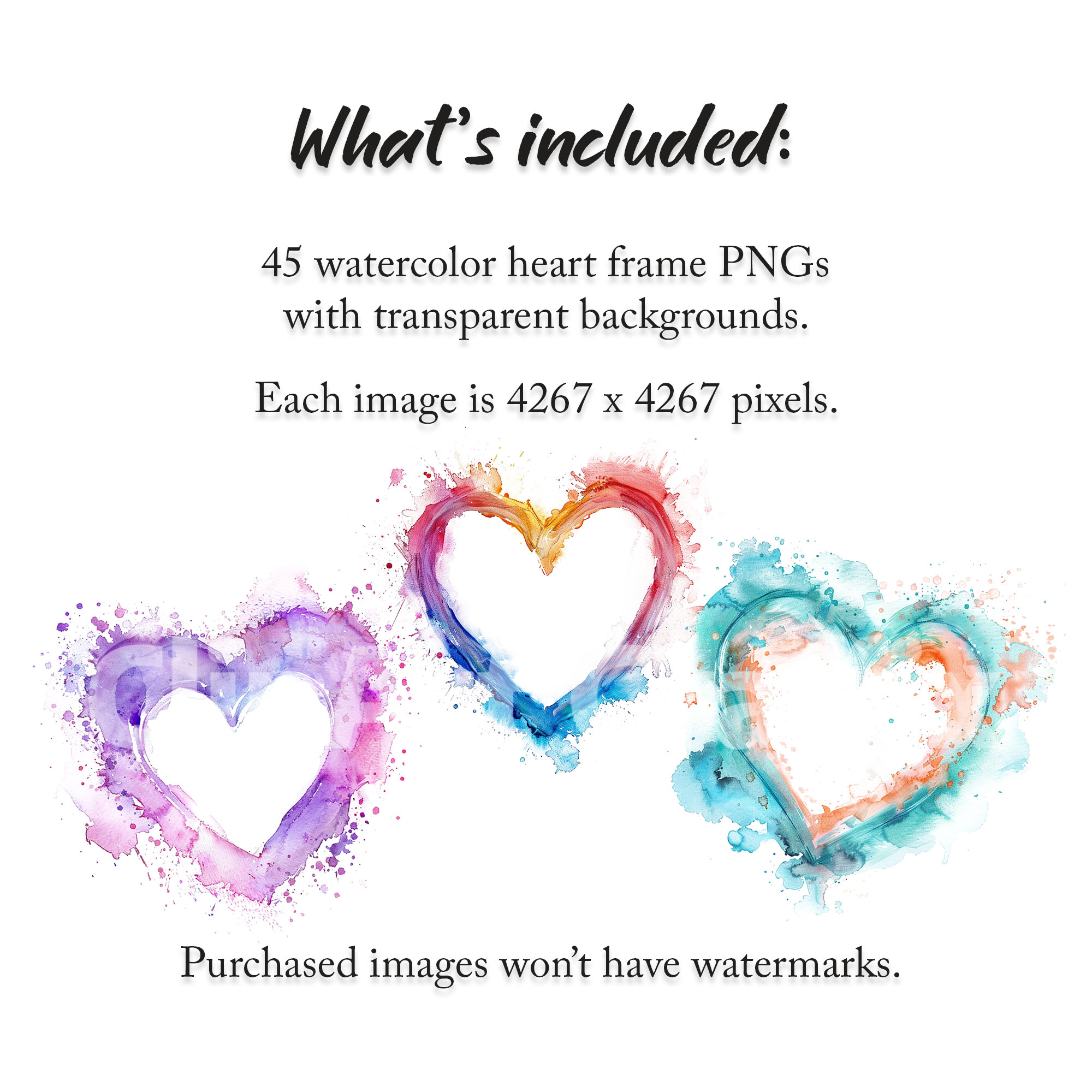 Watercolor Heart Clipart Frames Watercolour Printable Scrapbook Digital ...