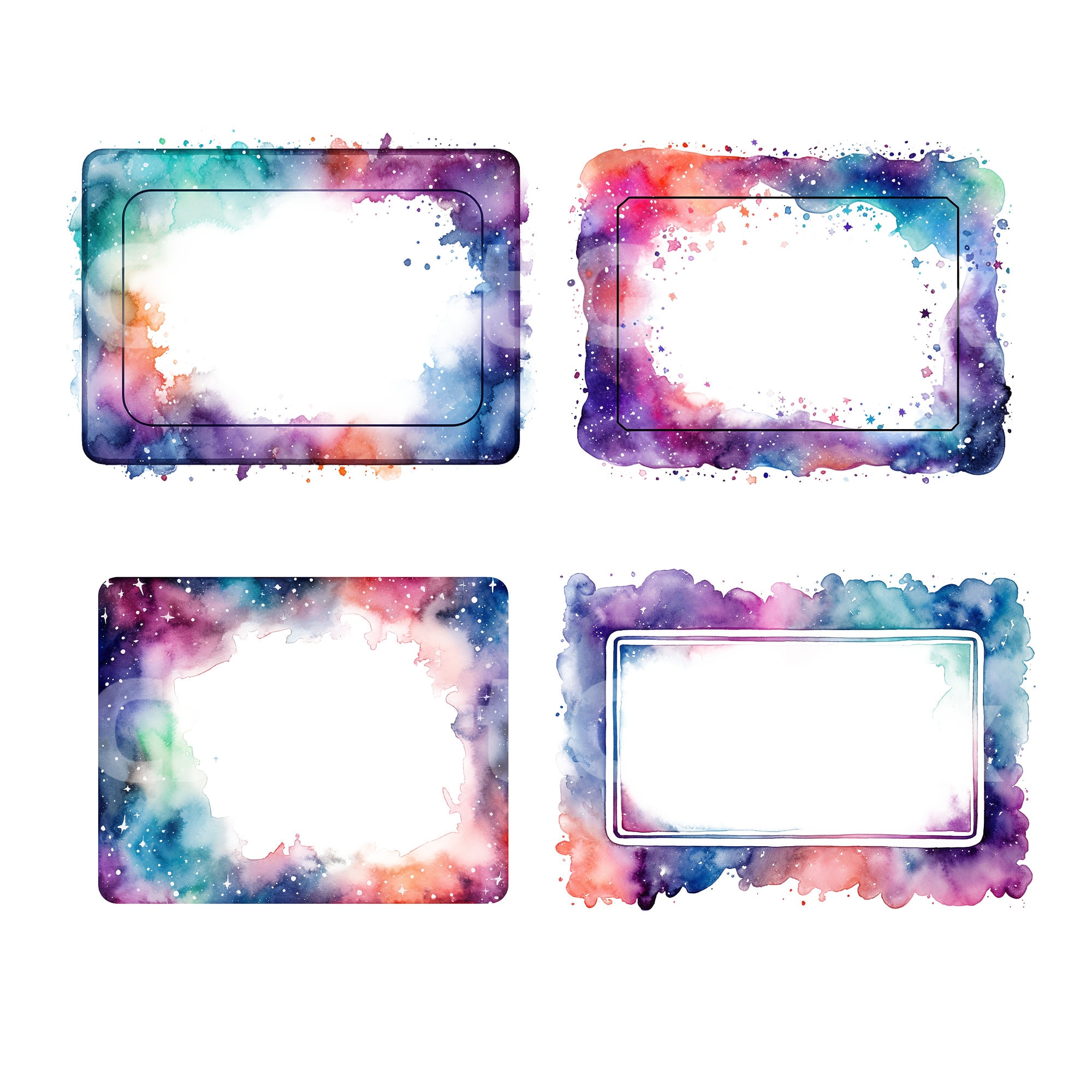 Watercolor Galaxy Frame Clipart Space Frames Clipart Photo Frames ...