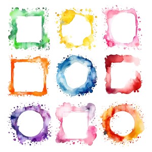 60 Watercolor Clipart Frames Watercolor Printable Scrapbook Clipart ...