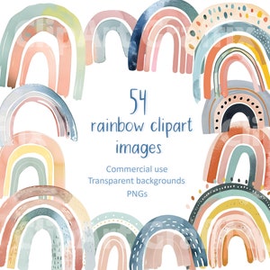 Colorful Rainbow Clipart With Transparent Backgrounds Cute Boho ...