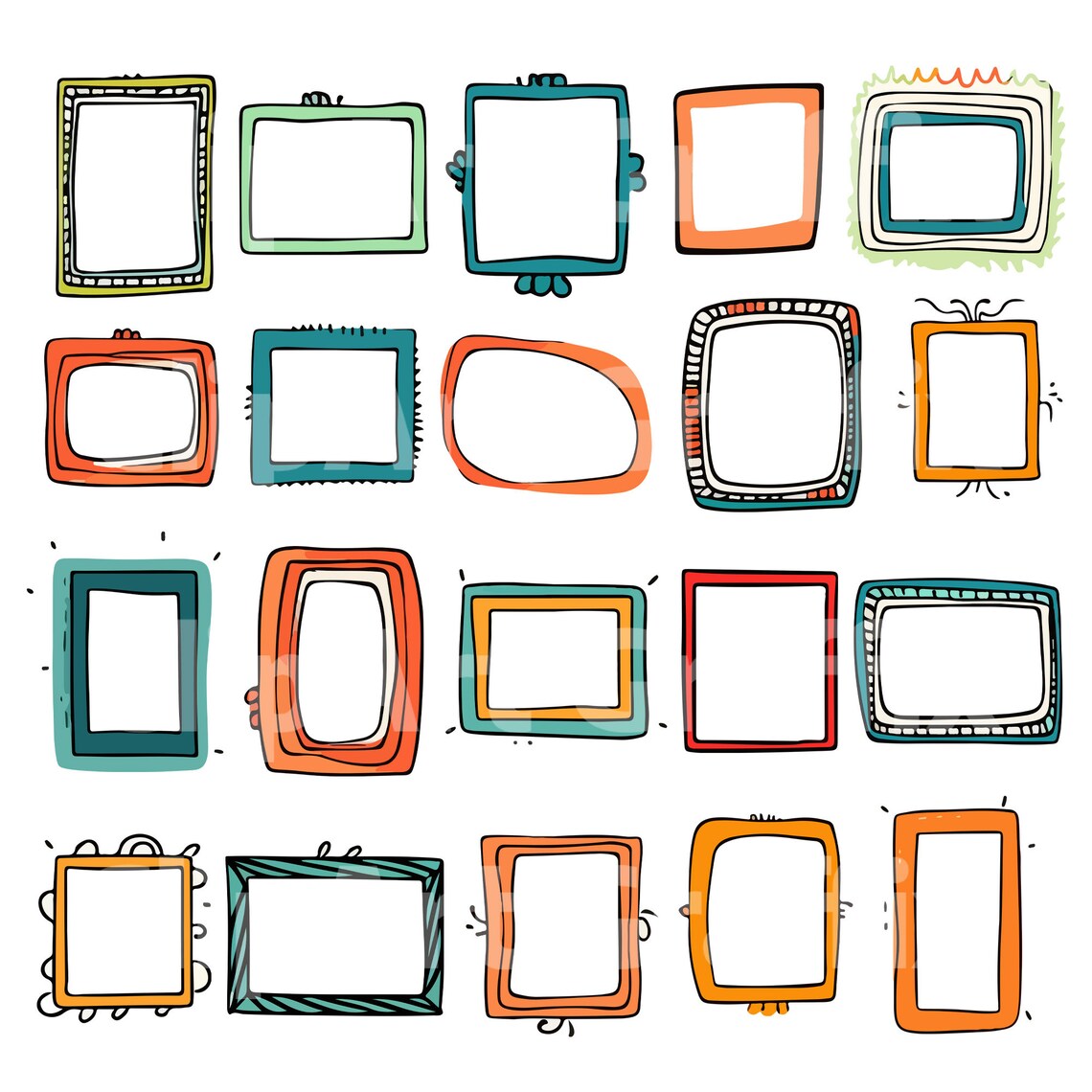 120 Doodle Clipart Frames Digital Frame Clip Art Commercial Use Doodle ...
