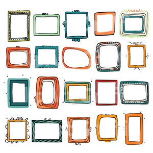 120 Doodle Clipart Frames Digital Frame Clip Art Commercial Use Doodle ...