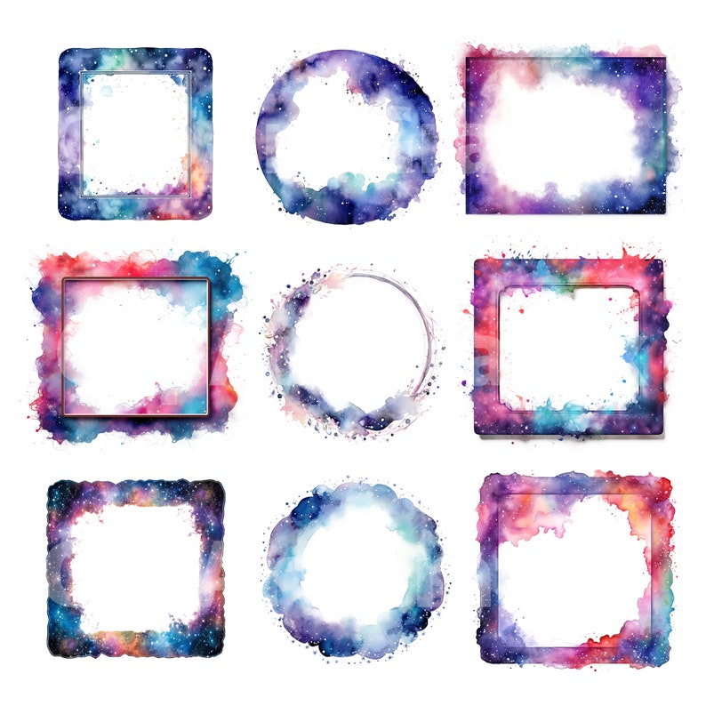 Watercolor Galaxy Frame Clipart Space Frames Clipart Photo Frames ...