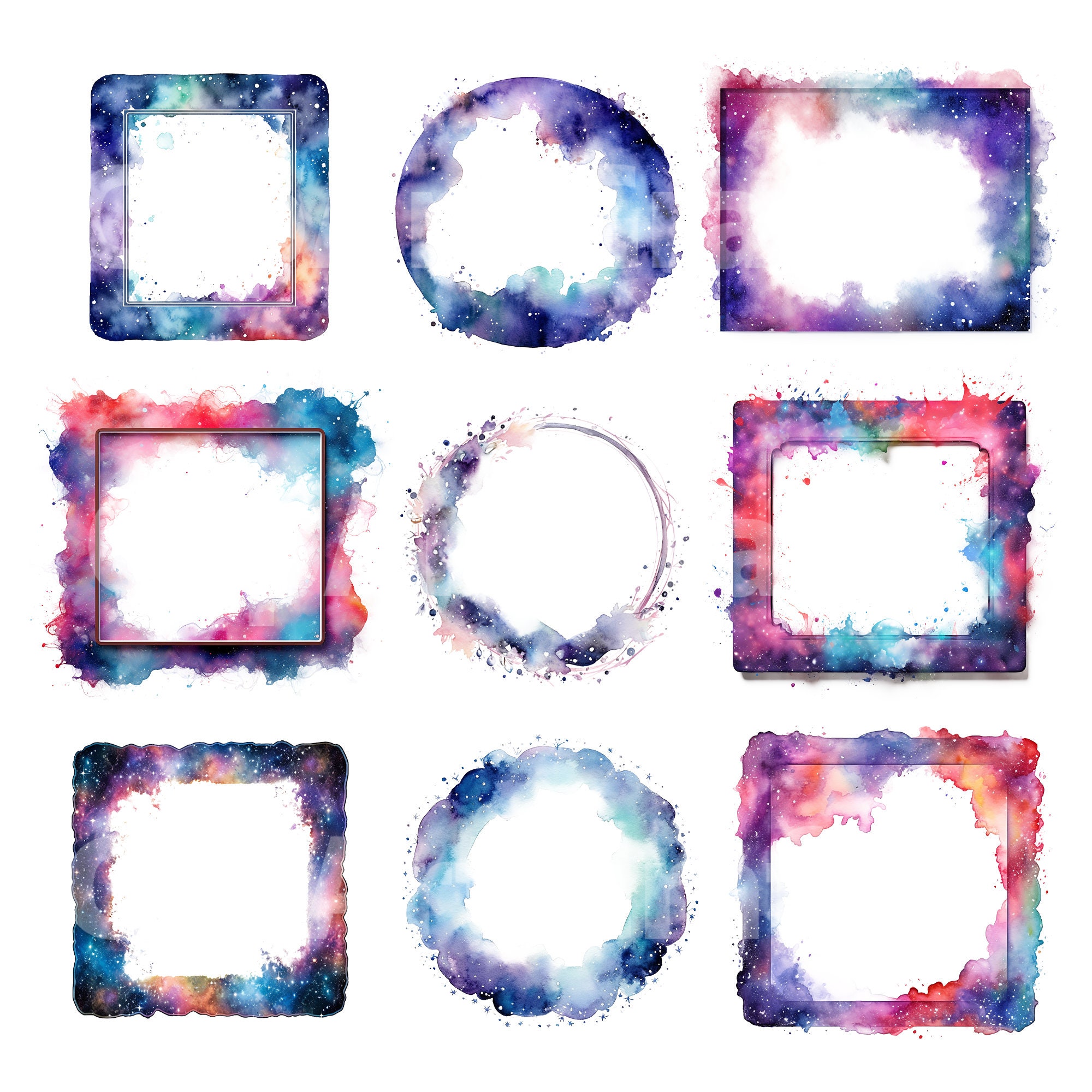 Watercolor Galaxy Frame Clipart Space Frames Clipart Photo Frames ...