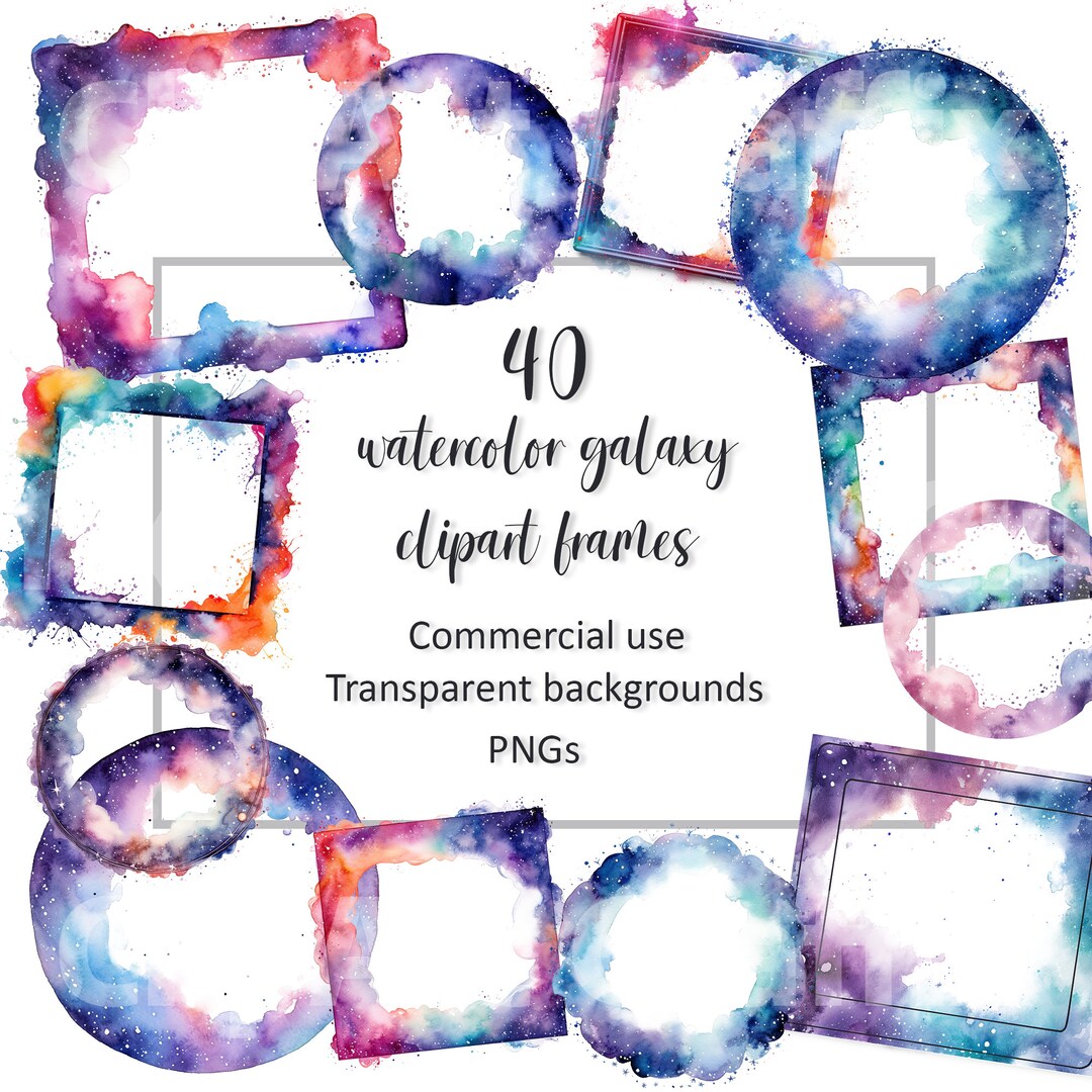 Watercolor Galaxy Frame Clipart Space Frames Clipart Photo Frames ...