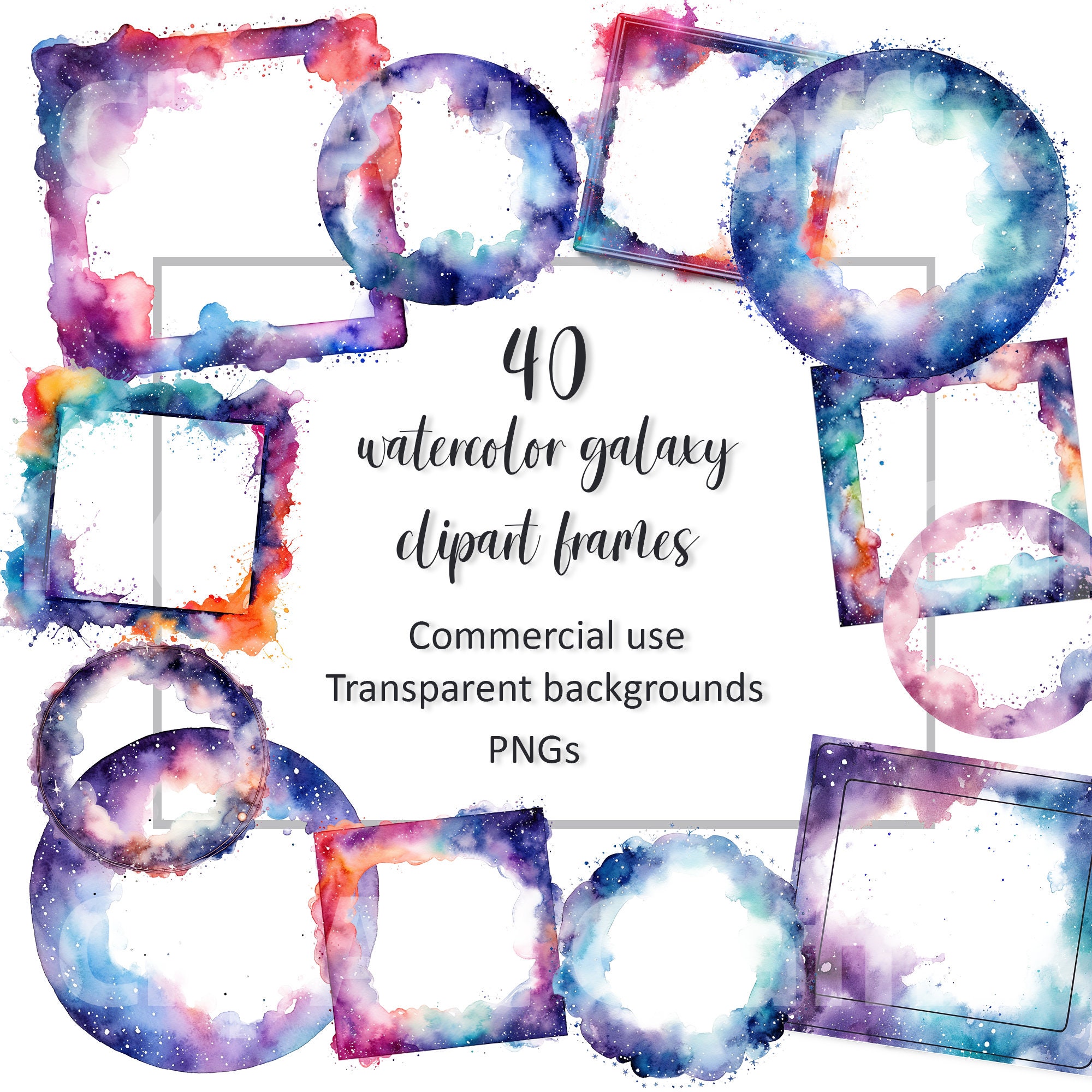 Watercolor Galaxy Frame Clipart Space Frames Clipart Photo Frames ...