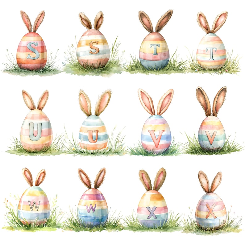 Cute Easter Egg Letters and Numbers With Gunny Ears DIGITAL DOWNLOAD ...