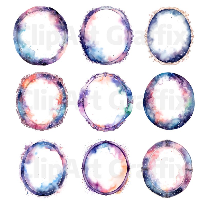 Oval Galaxy Clipart Frames With Transparent Backgrounds Printable ...