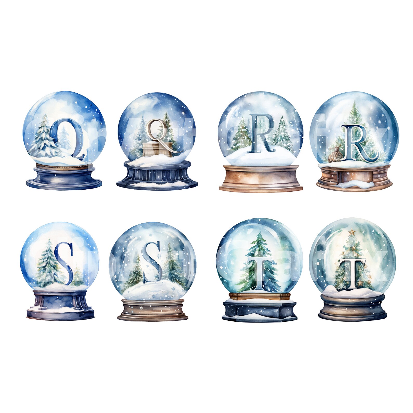 Christmas Snow Globe Letters Christmas Clipart Christmas Font Snow ...
