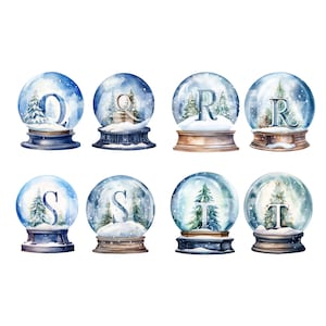 Christmas Snow Globe Letters Christmas Clipart Christmas Font Snow ...