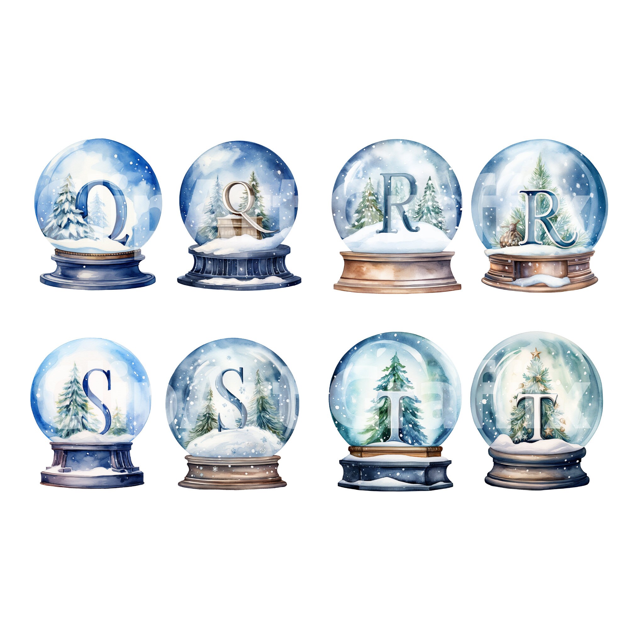 Christmas Snow Globe Letters Christmas Clipart Christmas Font Snow ...