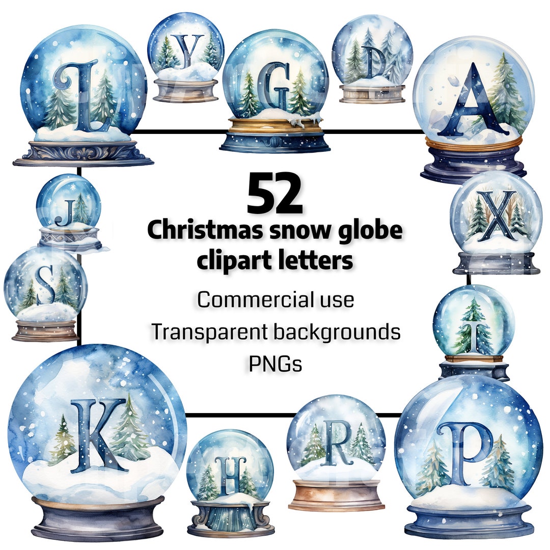 Christmas Snow Globe Letters Christmas Clipart Christmas Font - Etsy