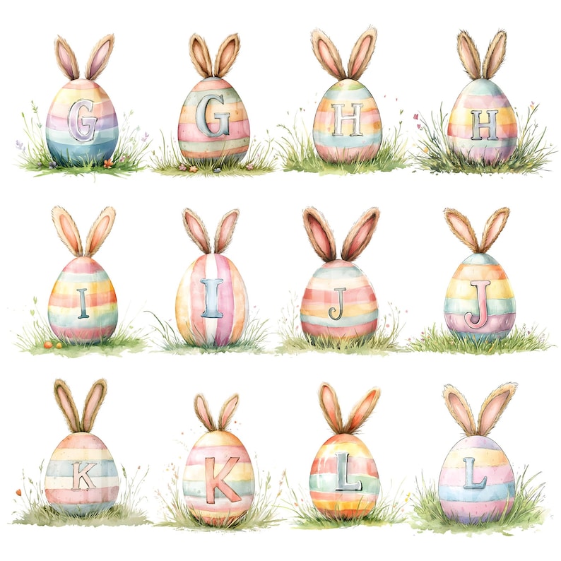 Cute Easter Egg Letters and Numbers With Gunny Ears DIGITAL DOWNLOAD ...