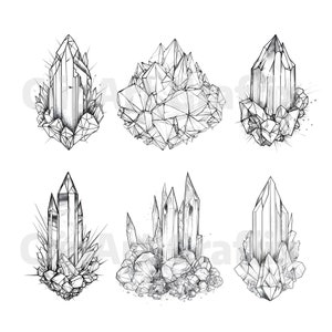 Crystal Drawings Clipart Bundle Crystal Clipart Gemstone Clipart High ...