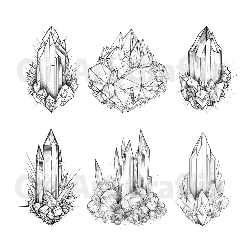 Crystal Drawings Clipart Bundle Crystal Clipart Gemstone Clipart High ...