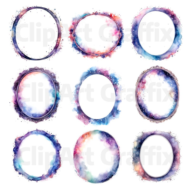 Oval Galaxy Clipart Frames With Transparent Backgrounds Printable ...