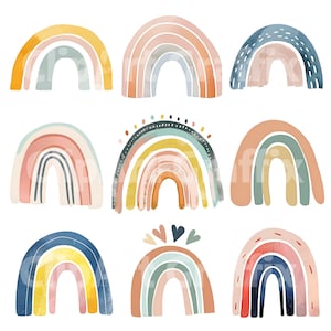 Colorful Rainbow Clipart With Transparent Backgrounds Cute Boho ...