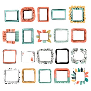 120 Doodle Clipart Frames Digital Frame Clip Art Commercial Use Doodle ...