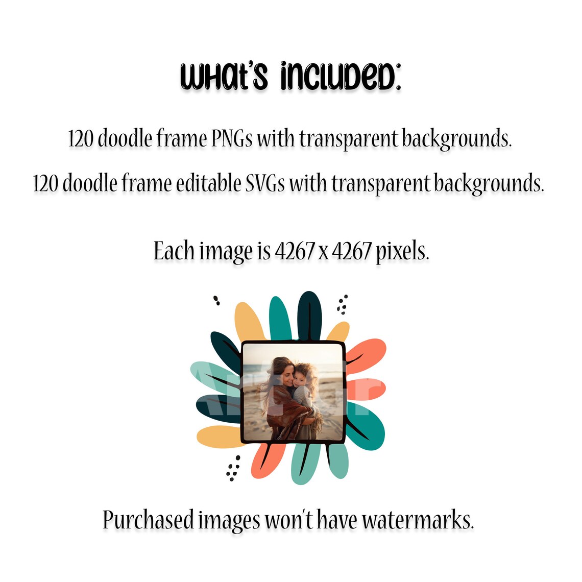 120 Doodle Clipart Frames Digital Frame Clip Art Commercial Use Doodle ...