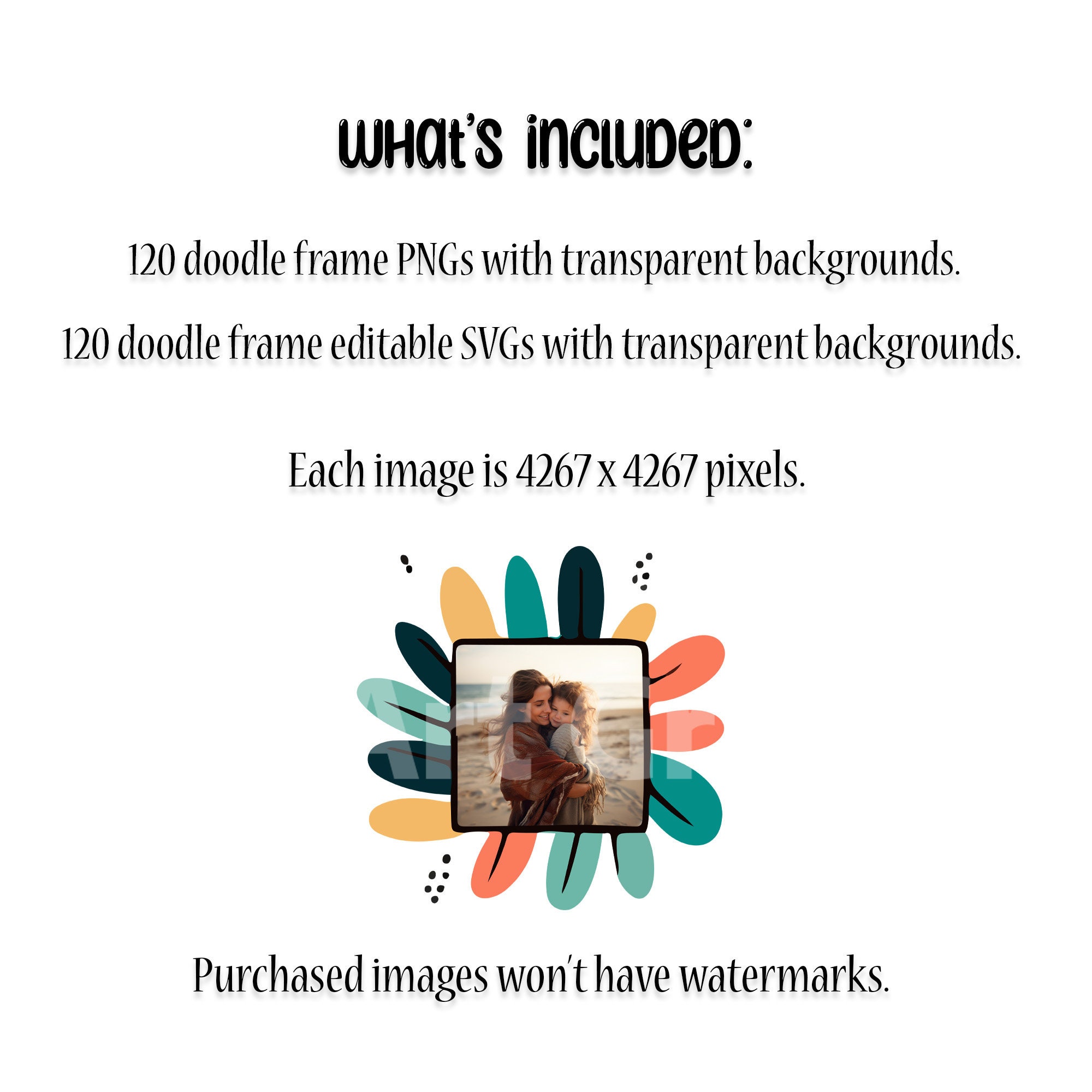 120 Doodle Clipart Frames Digital Frame Clip Art Commercial Use Doodle ...