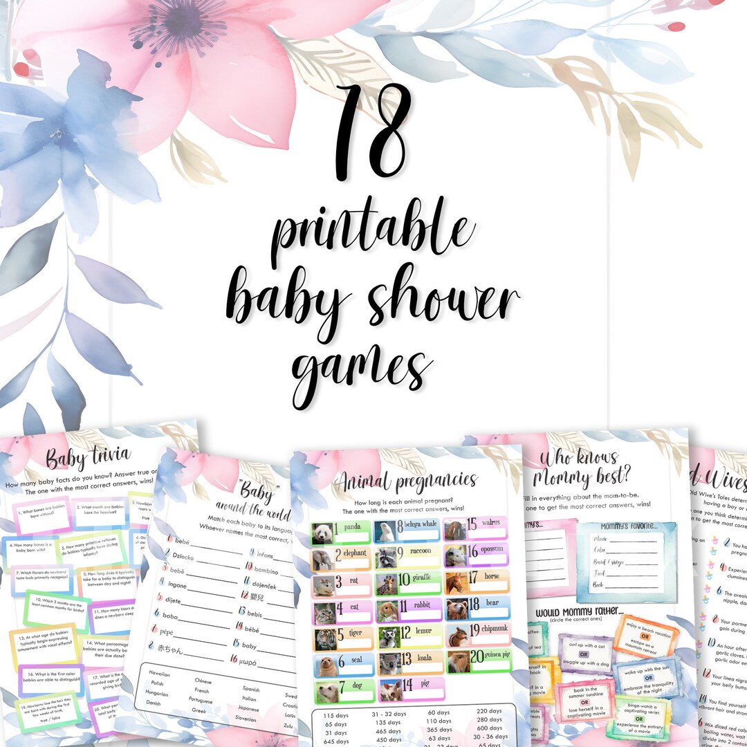 Printable Baby Shower Games Bundle Gender Neutral Baby Shower ...