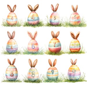 Cute Easter Egg Letters and Numbers With Gunny Ears DIGITAL DOWNLOAD ...