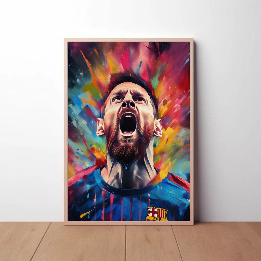 Lionel Messi Shouting Graffiti Canvas Poster Print Barcelona - Etsy