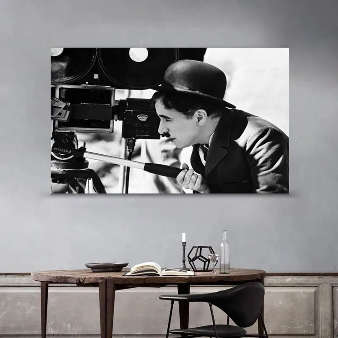 Charlie Chaplin With the Camera Canvas Poster Vintage Retro - Etsy