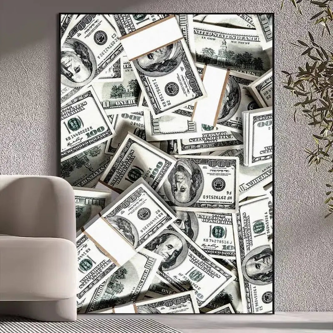 100 Money Dollar Bill Abstract Canvas Poster Print Hustle Hard - Etsy