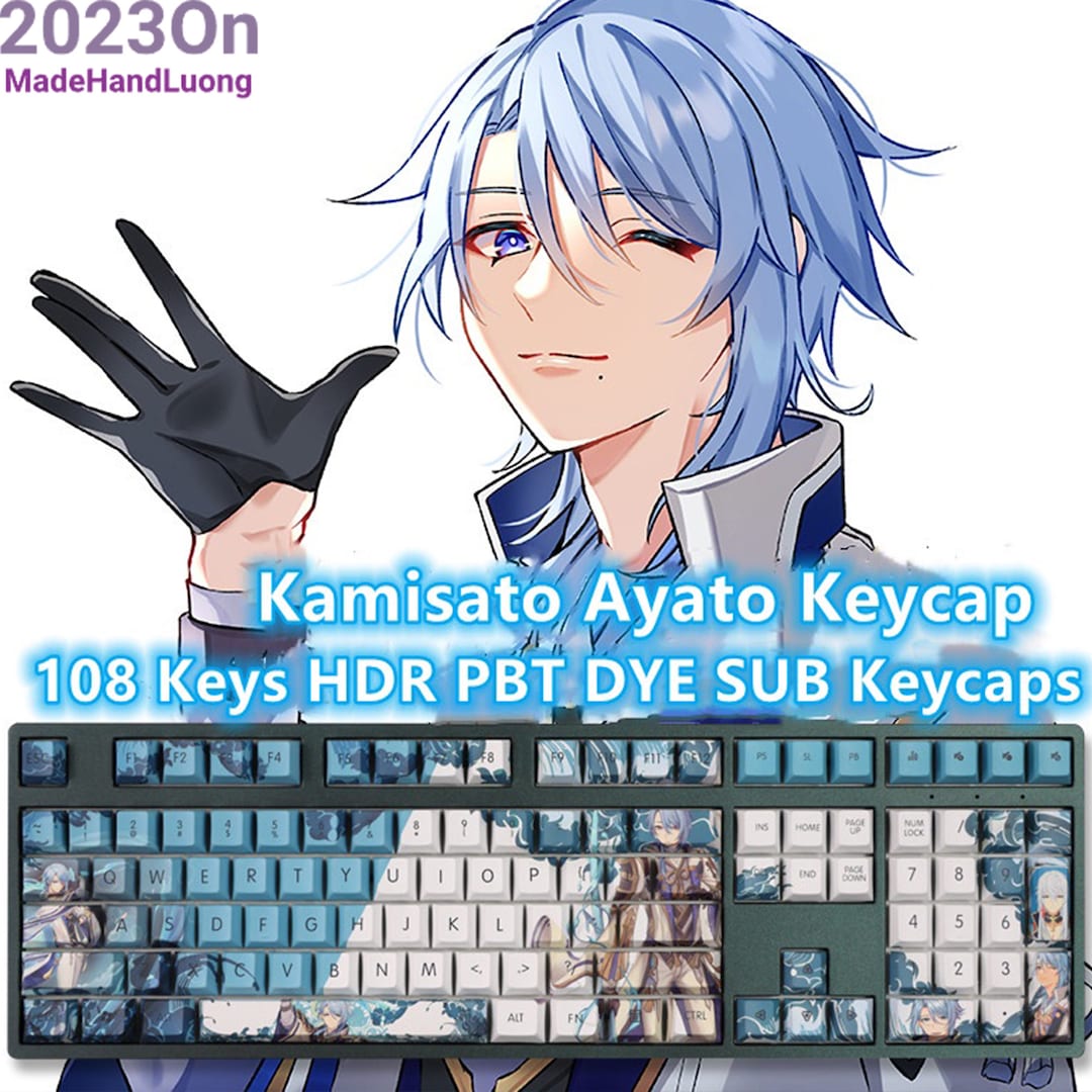 Genshin Impact Kamisato Ayato Keycaps Cherry Profile Anime PBT - Etsy