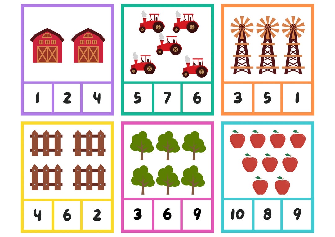 Farm Counting Cards - Etsy