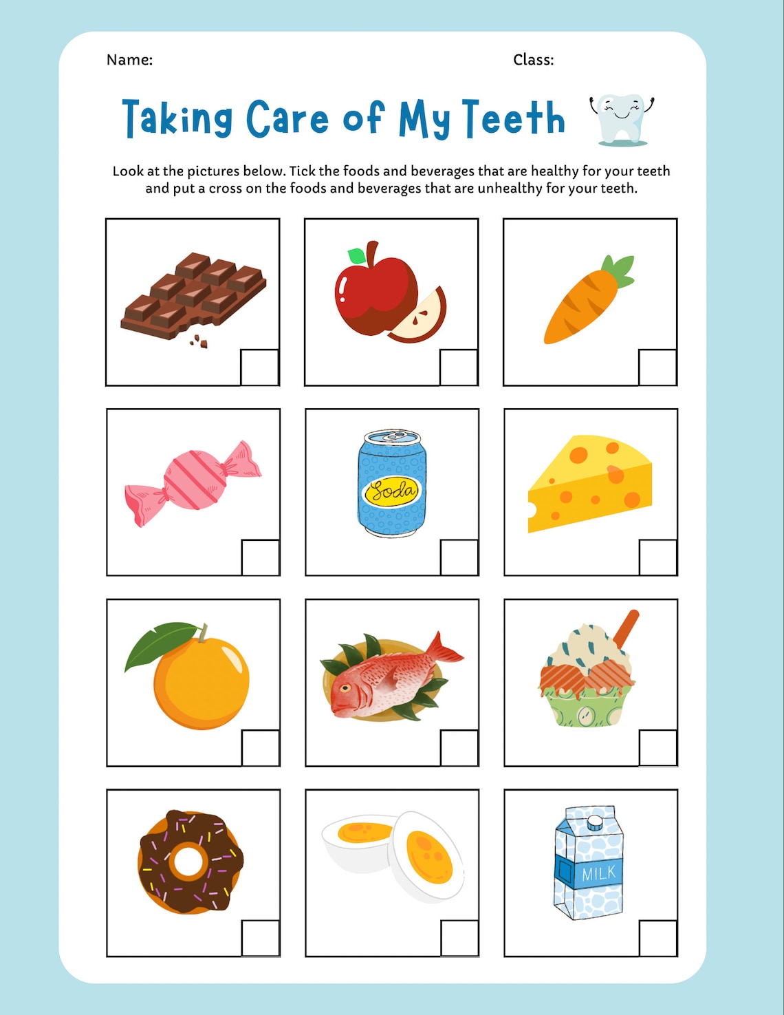 Taking Care of My Teeth Worksheet - Etsy