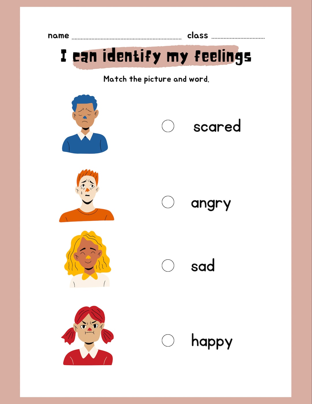 Feelings Worksheet - Etsy