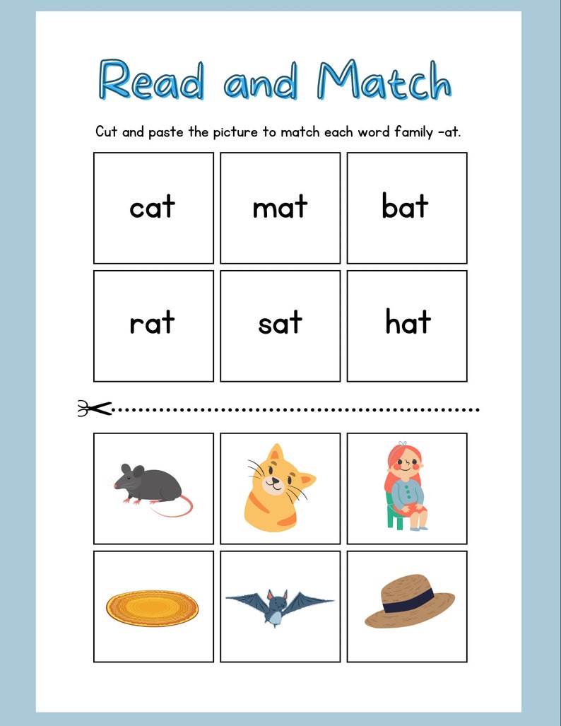 Read and Match Worksheet - Etsy