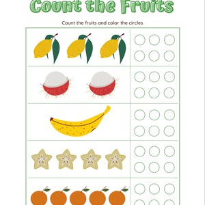 Count the Fruits Worksheet! - Etsy