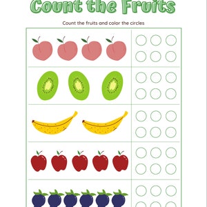 Count the Fruits Worksheet! - Etsy