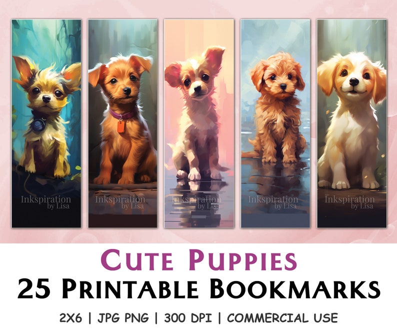 25 Cute Puppies Bookmark Designs Printable Bookmarks Set - Etsy