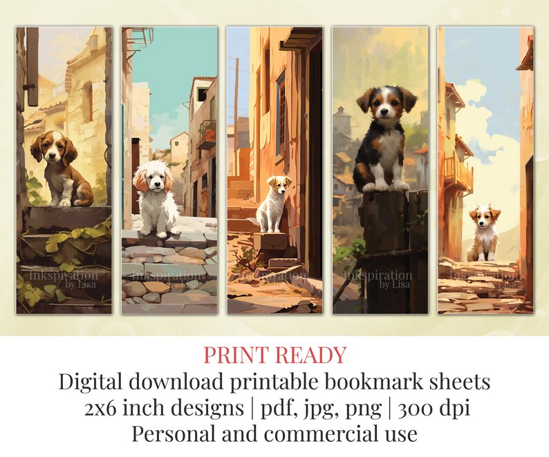 25 Cute Puppies Bookmark Designs Printable Bookmarks Set Digital ...