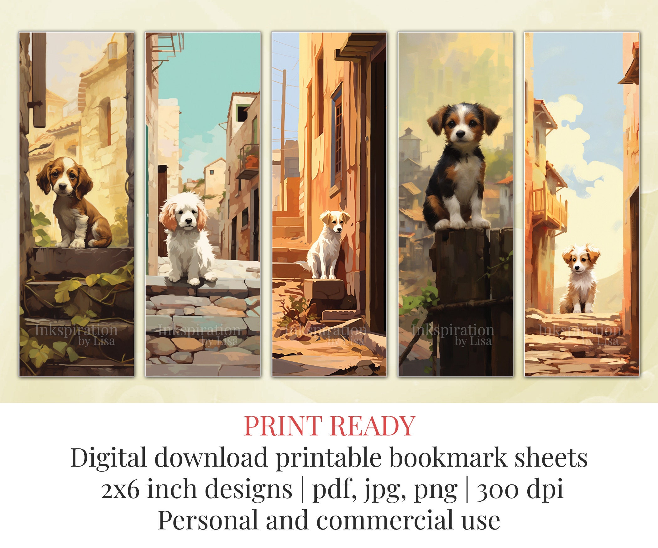 25 Cute Puppies Bookmark Designs Printable Bookmarks Set Digital ...