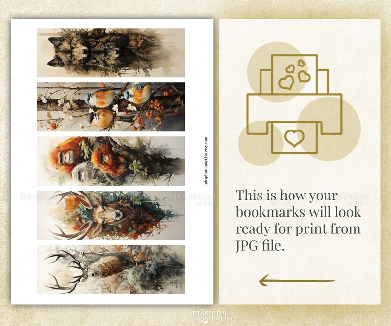 20 Forest Animals Bookmark Designs Printable Set Digital Watercolor ...